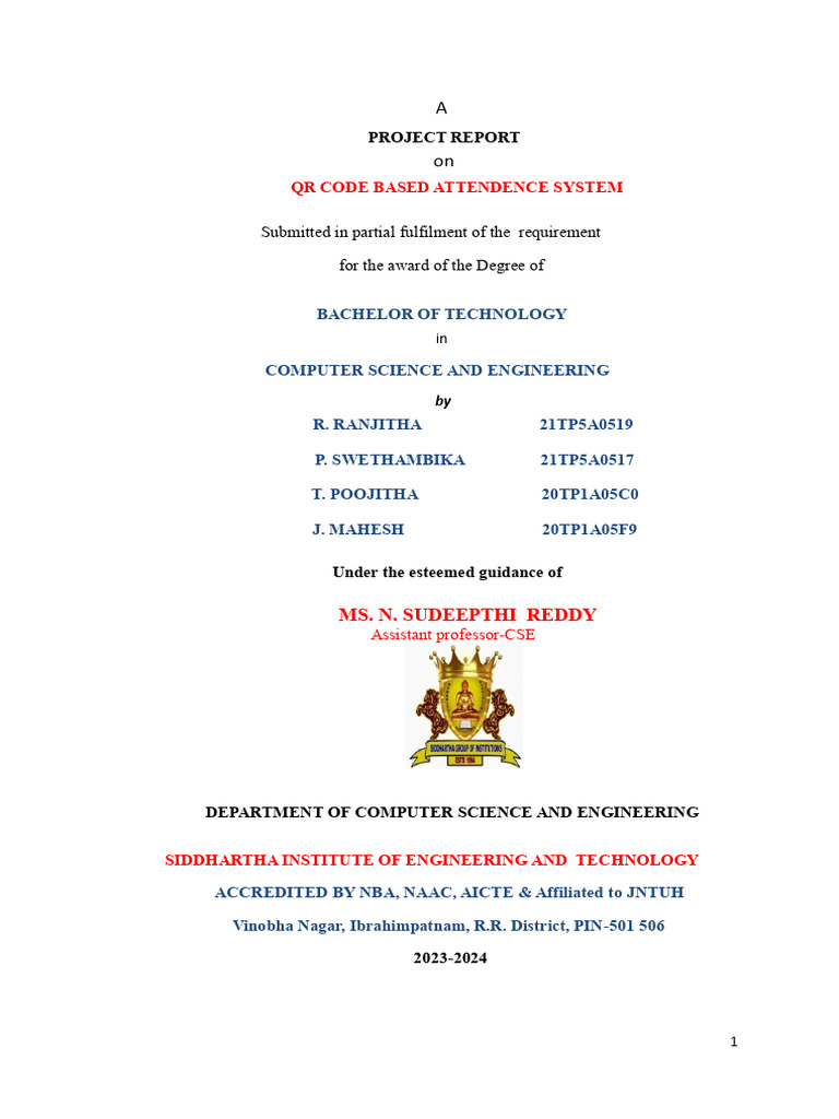 QR Code Based Attendence Major Project | PDF | Use Case | Python (Programming Language)