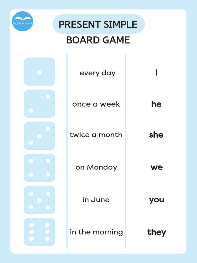 Present Simple Board Game - Englishmat | PDF
