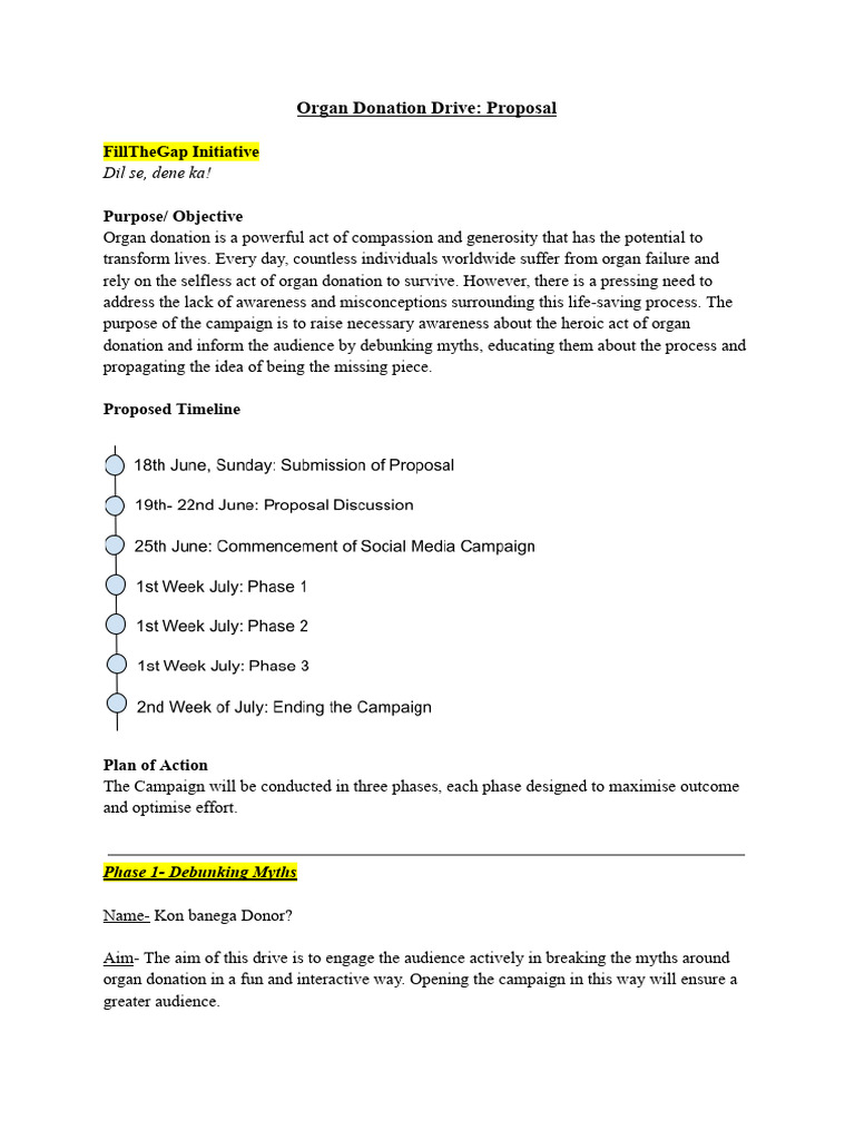 Proposal | PDF | Organ Donation | Organ Transplantation
