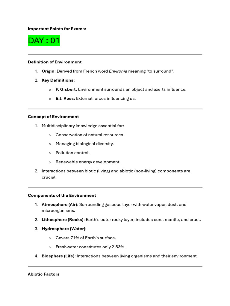 EVS All Importanat Notes and All Mcqs | PDF | Natural Environment ...