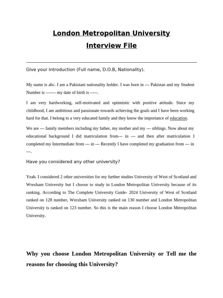 LMU Updated Interview File | PDF | Libraries | London