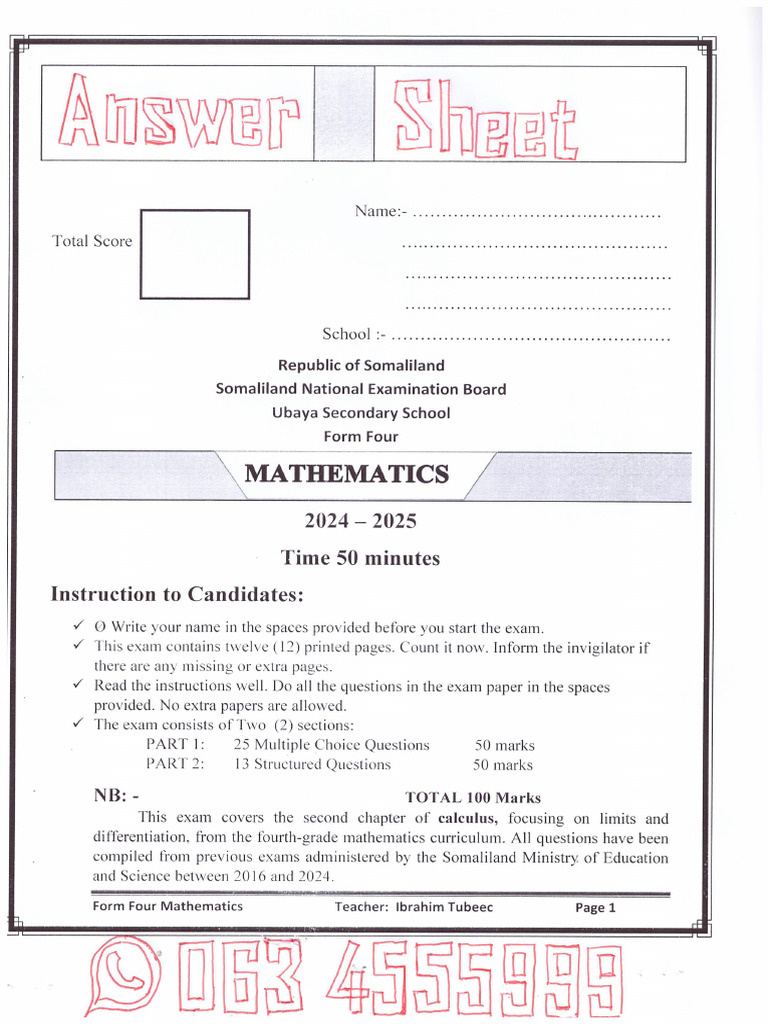 Maths Form 4 Calculus ( limits and differentiationt) I. Tubeec | PDF