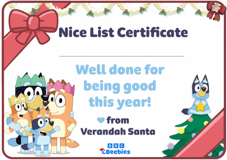 Bluey-Nice-List-Christmas-Certificate | PDF