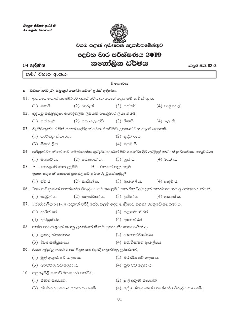 SM Cath g9 I, Iipp Ans 2019 | PDF