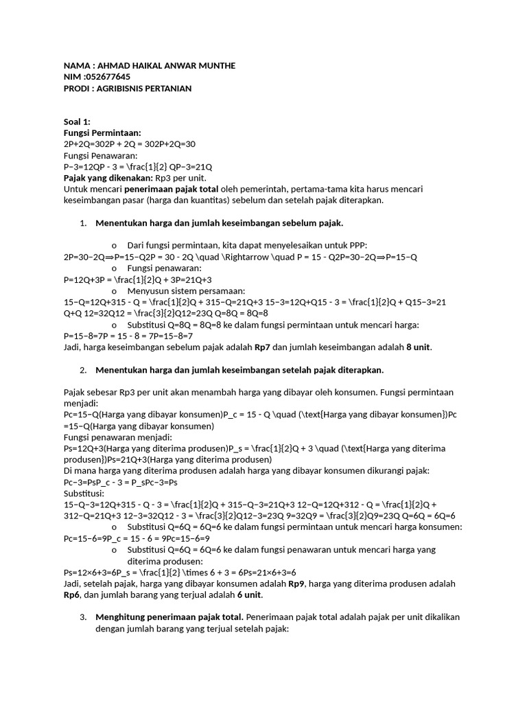 Tugas 2 Matematika Ahmad Haikal Anwar Munthe | PDF