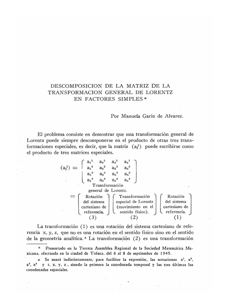 Descomposición de la Matriz de Lorentz | PDF | Tensor | Matriz ...