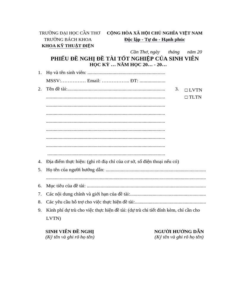 01 Phieu de Nghi de Tai | PDF