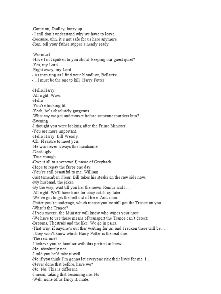 Dialogo de Harry Potter | PDF | Harry Potter Universe | Contemporary ...