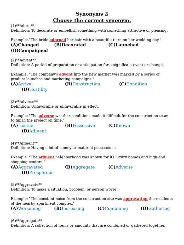 Synonyms 2 | PDF