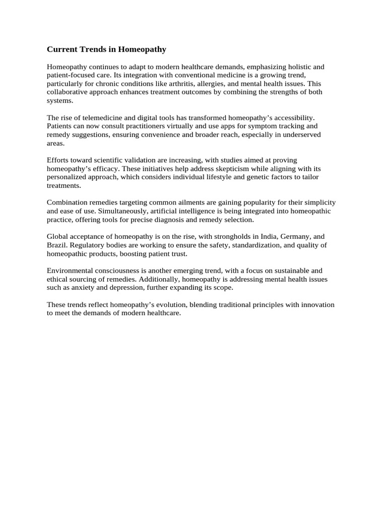Modern Homeopathy Trends and Innovations | PDF