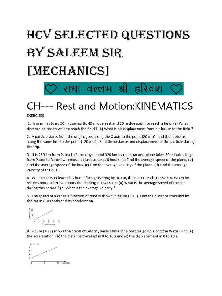 HCV Selected Questions by Saleem Sir | PDF | Force | Temporal Rates