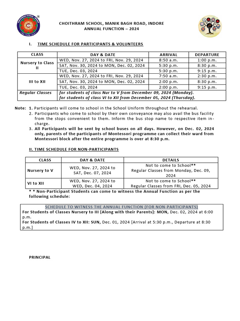 Choithram School Annual Function 2024 Schedule | PDF | Land Vehicles ...