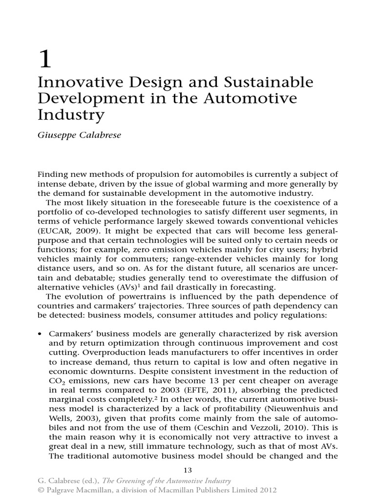 Sustainable Innovation in Automotive Design | PDF | Car | Automotive ...