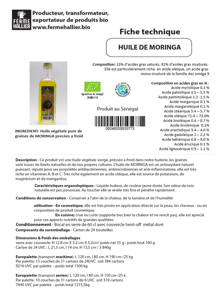 Huile de Moringa : Bienfaits et Usages | PDF | Huile alimentaire ...
