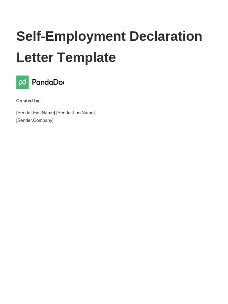 Self Employment Declaration Letter Template | PDF | Business