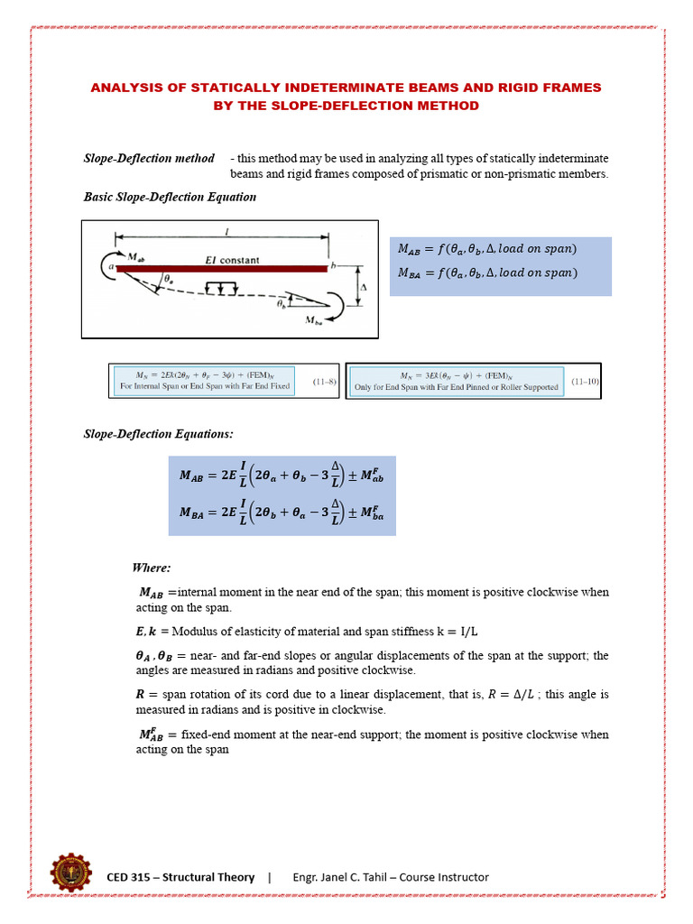 Slope-Deflection Method in Structural Analysis | PDF | Beam (Structure ...