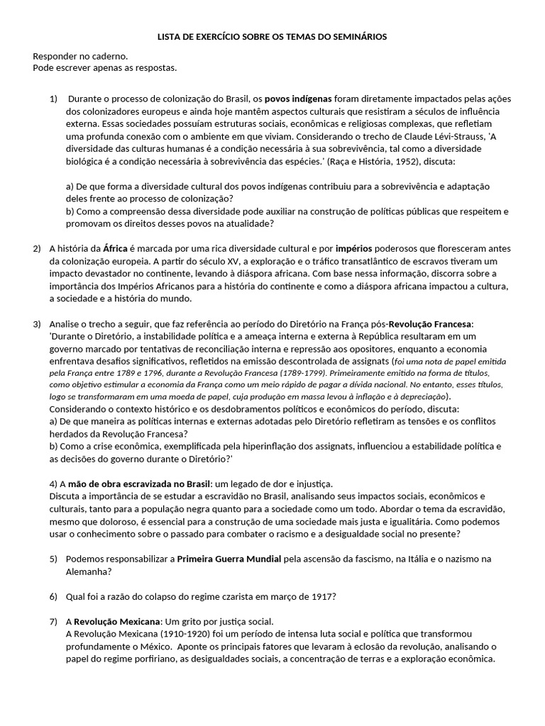 Lista Exercício Adm História | PDF | Economia | África