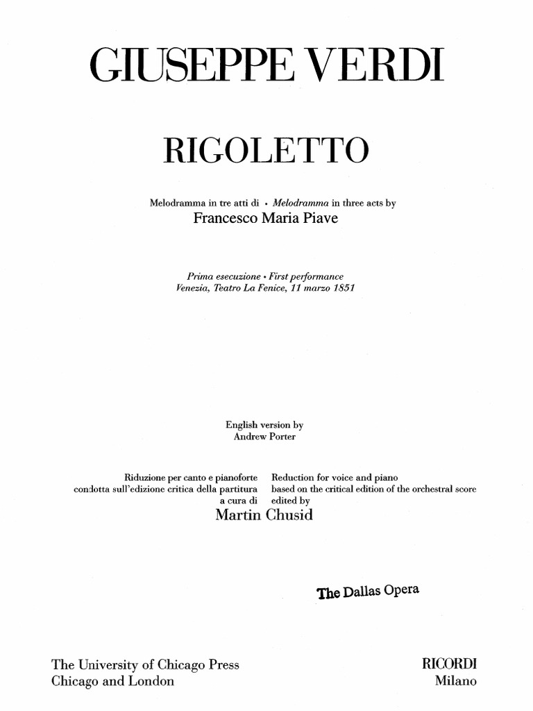 Rigoletto Chorus Score | PDF