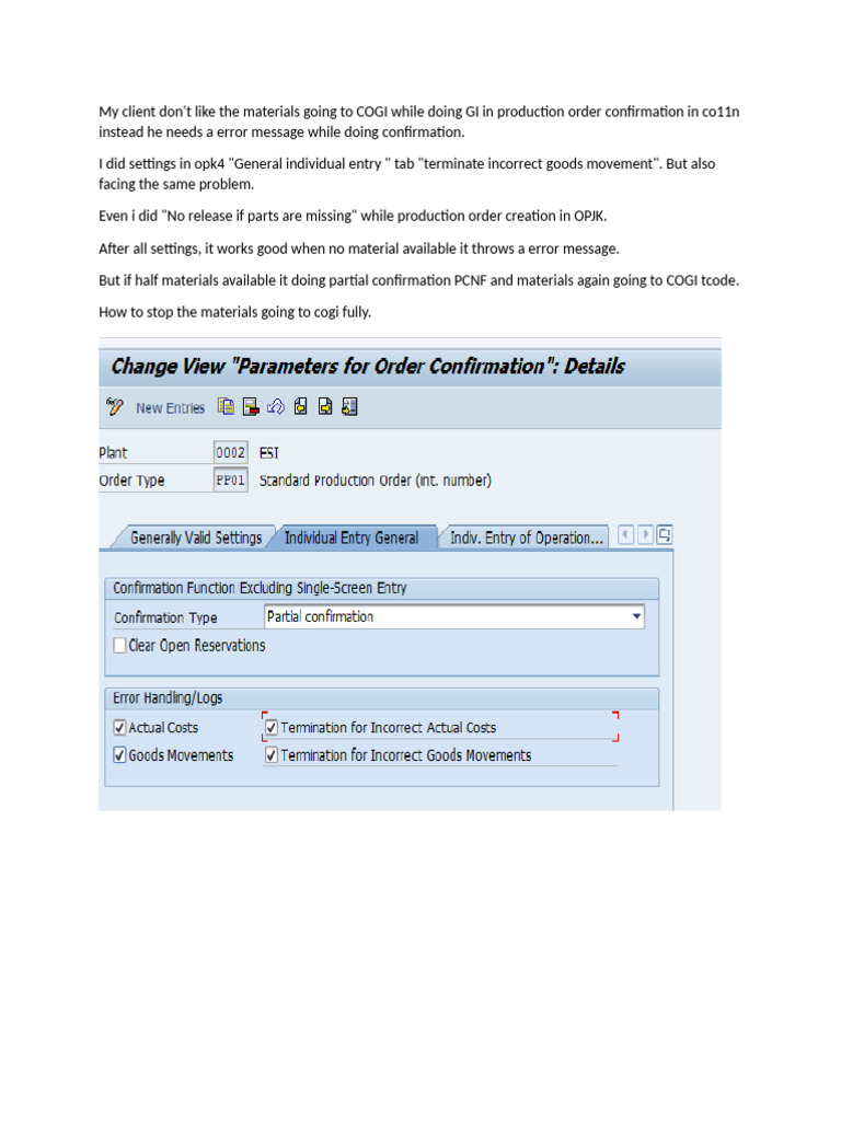 Confirmation Parameter in Sap | PDF