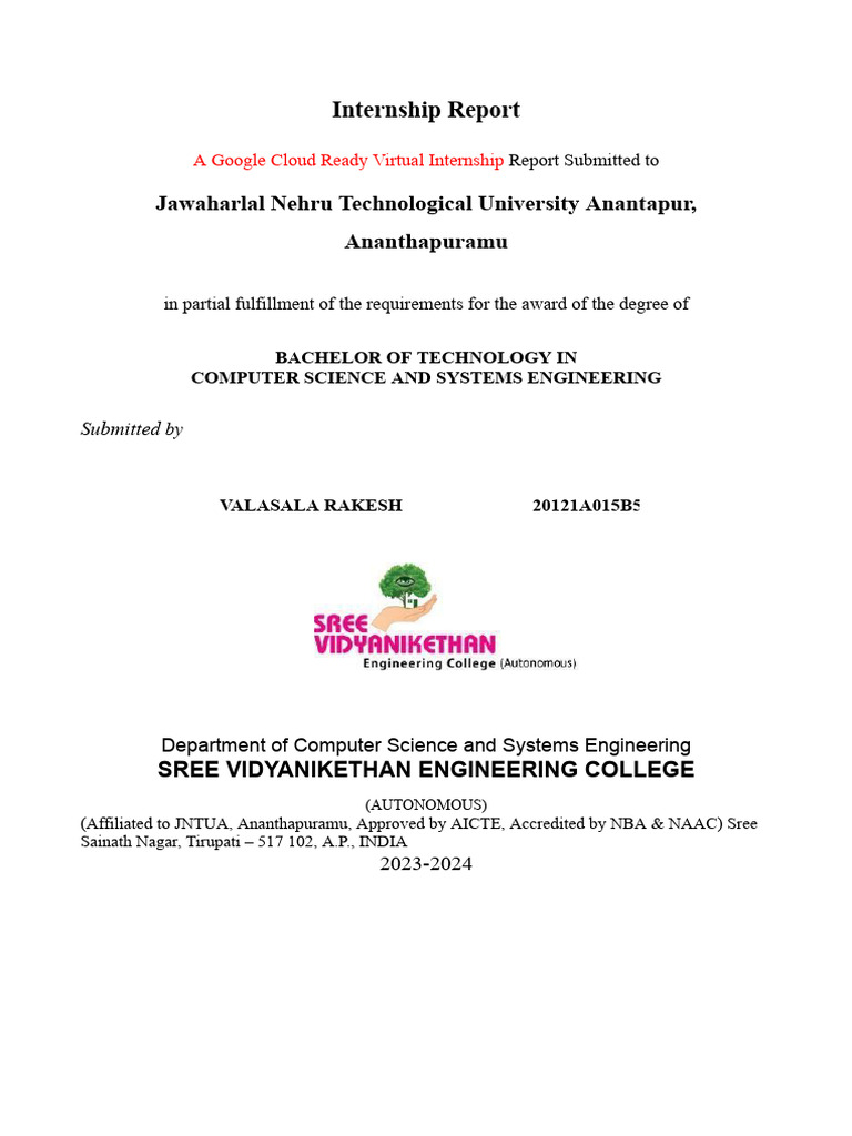 Internship Report Format | PDF | Cloud Computing | Computing