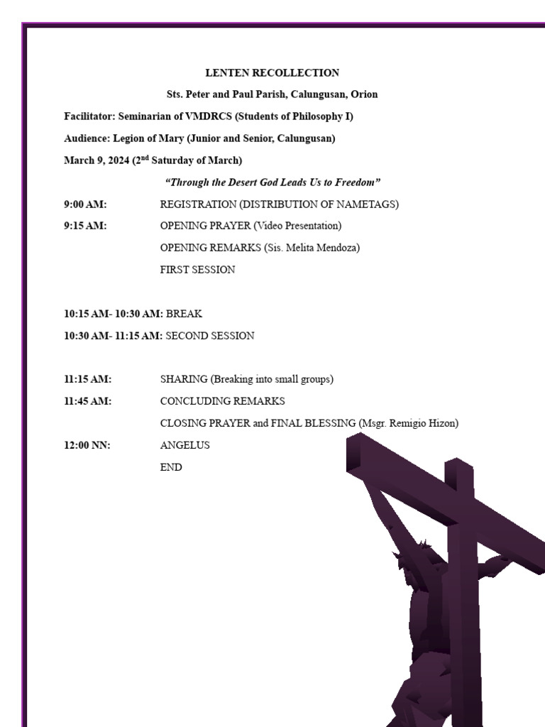 Lenten Recollection. Calungusan | PDF