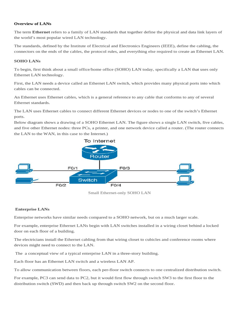 Ethernet: Overview of Lans | PDF | Ethernet | Network Switch