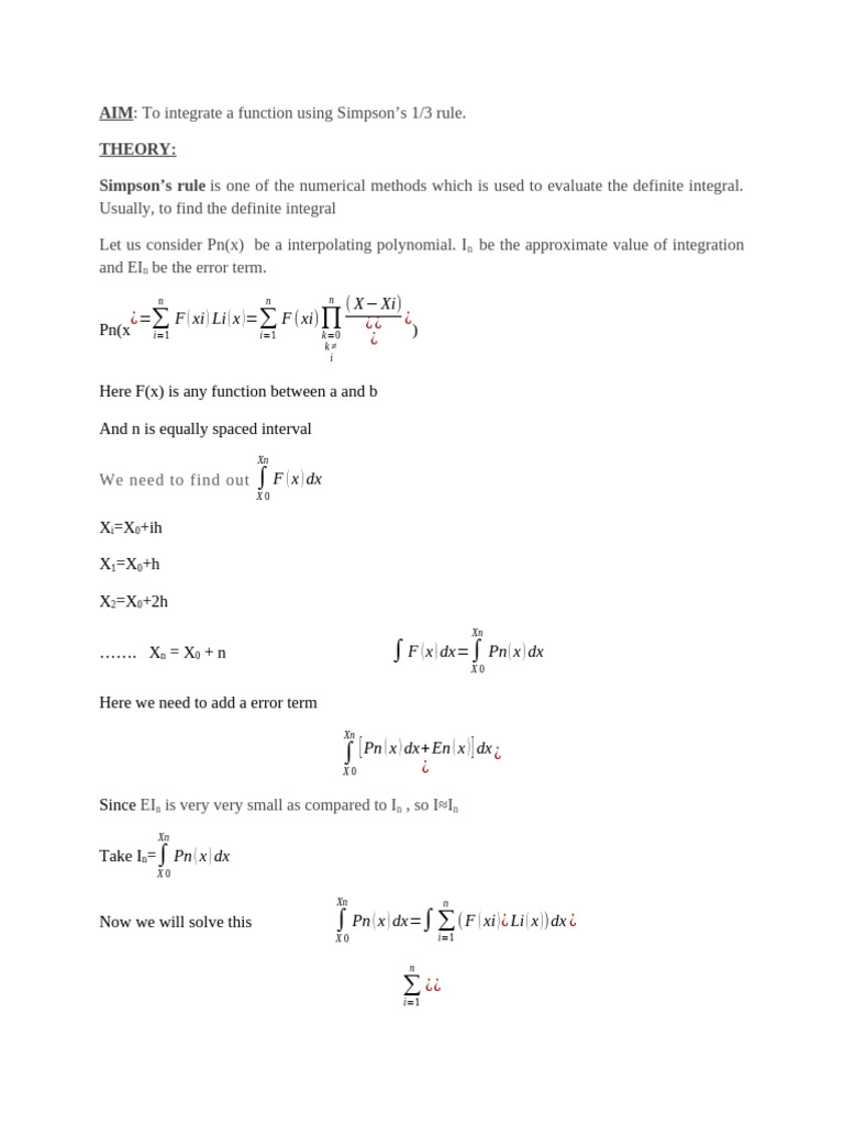 Simpson 1/3 method | PDF | Mathematical Objects | Calculus