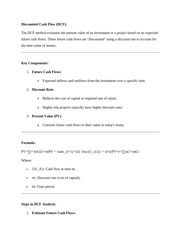 Discounted Cash Flow | PDF | Discounted Cash Flow | Cost Of Capital