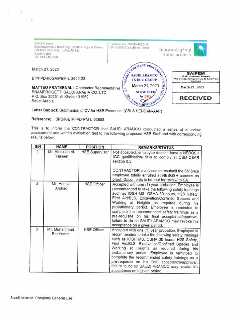 Aramco Approval | PDF