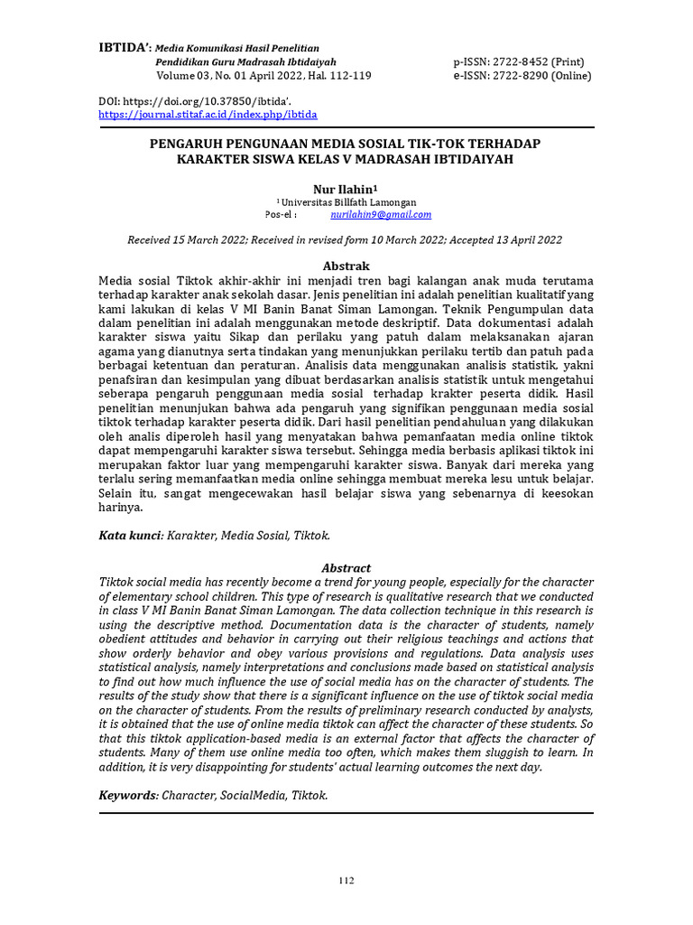 Pengaruh Pengunaan Media Sosial Tik Tok | PDF