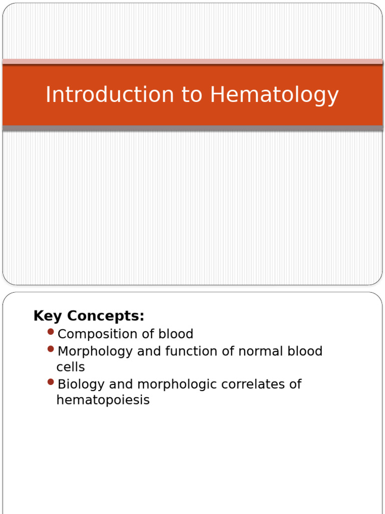 Introduction To Hematology (Autosaved) | PDF | Anemia | Haematopoiesis