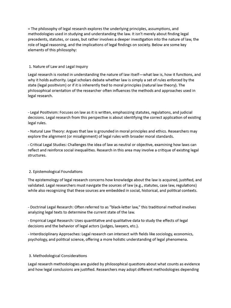 The Philosophy of Legal Research Explores The Underlying Principles ...