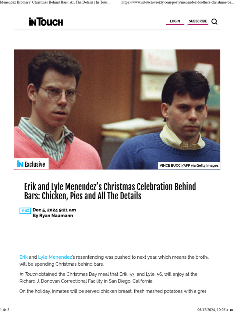 Menendez Brothers’ Christmas Behind Bars_ All The Details _ In Touch Weekly | PDF