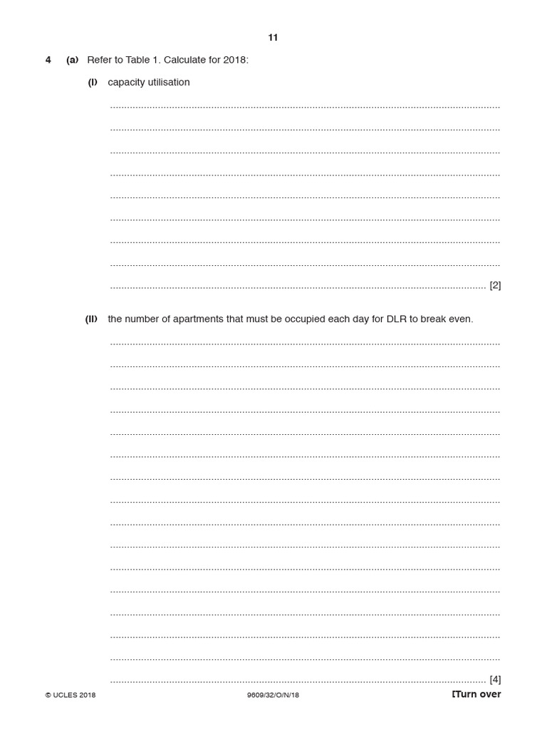 9609 - w18 - QP - 32 - Capacity Utl & Break Even | PDF