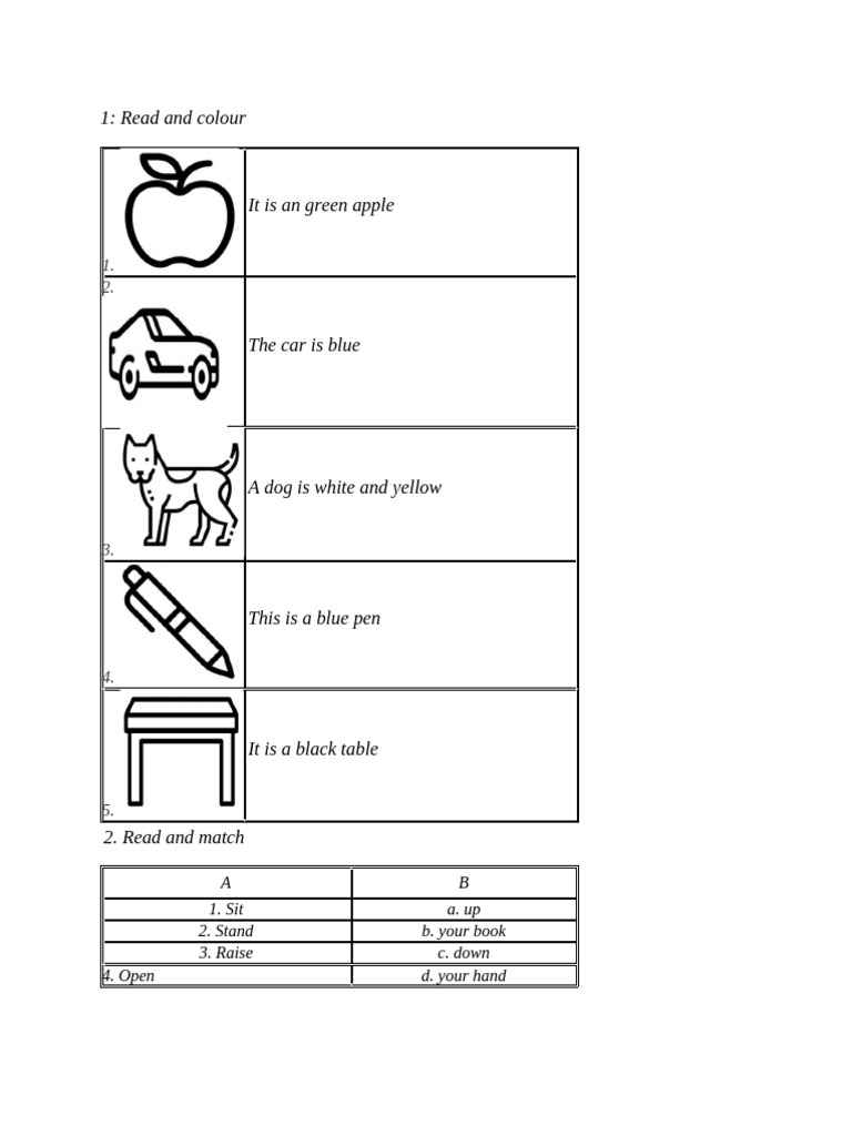 Color and Match Learning Activities | PDF