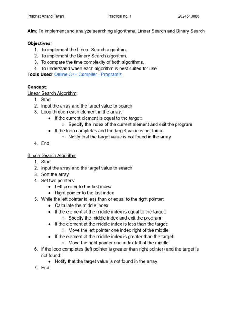 Searching algorithms (Basic) | PDF | Time Complexity | Applied Mathematics