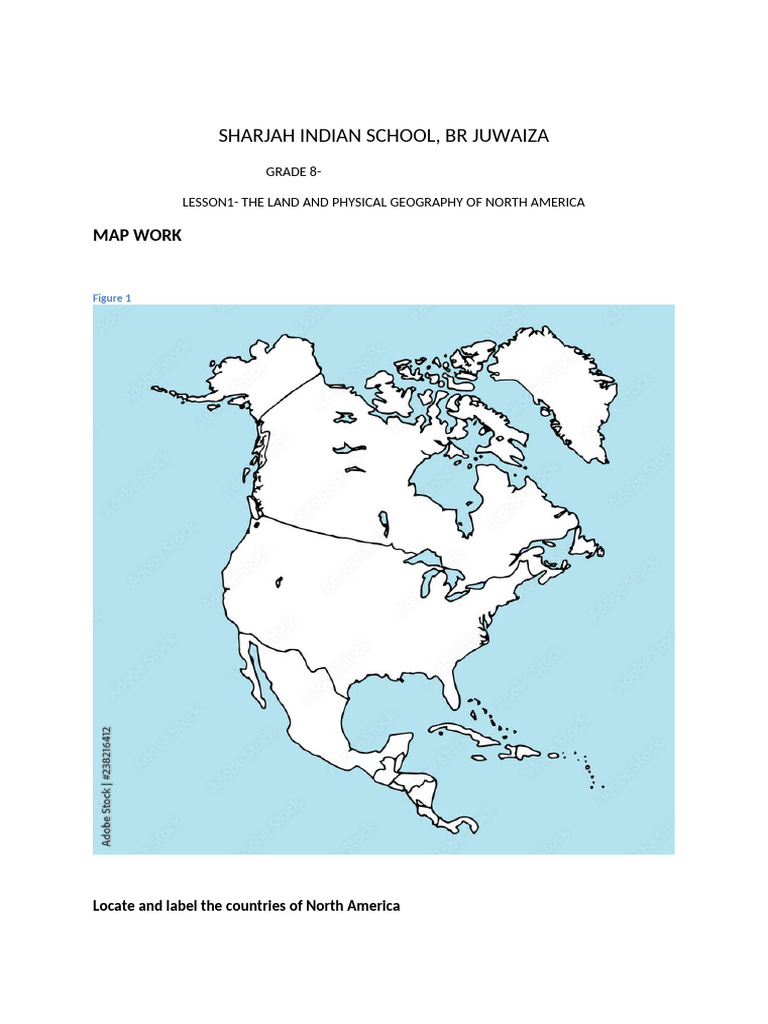 GRD 8 - The Land and Physical Geography of North America-MAP WORK | PDF