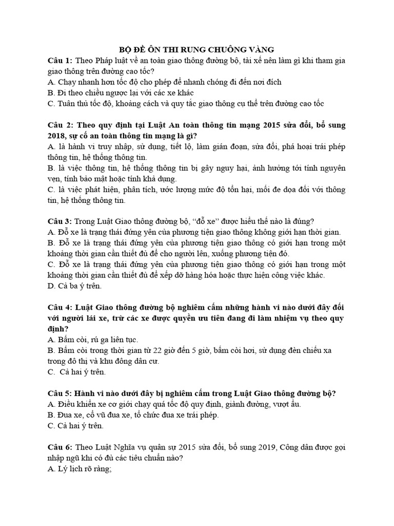 ĐỀ ÔN THI RCV | PDF