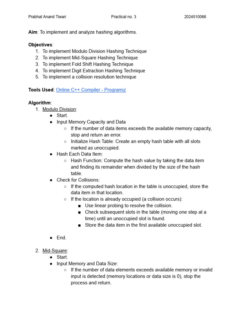 hashing algorithms c++ | PDF | Algorithms | Computer Programming hashing algorithms c++ | PDF | Algorithms | Computer Programming