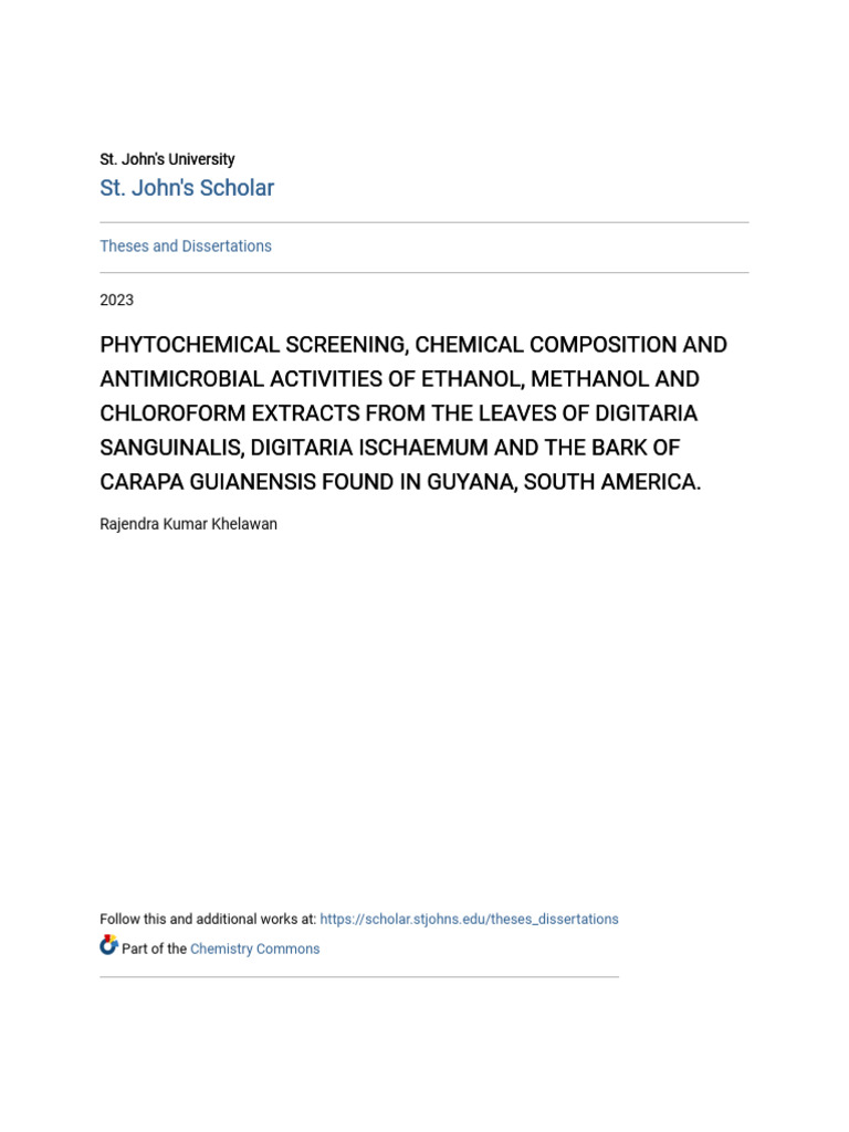 Phytochemical Screening Chemical Composition and Antimicrobial A | PDF | Thin Layer ...
