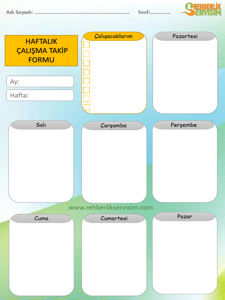 Ders Calisma Takip Formu | PDF