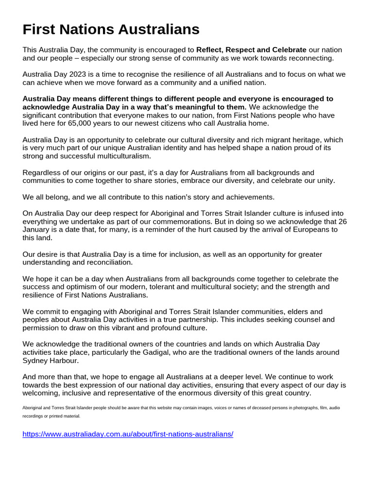First Nations Australians National Day | PDF | Indigenous Australians ...