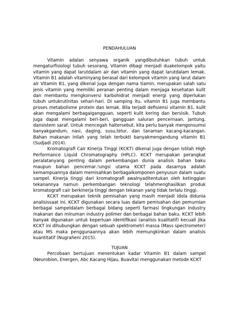 Analisis Vitamin B1 dengan KCKT | PDF