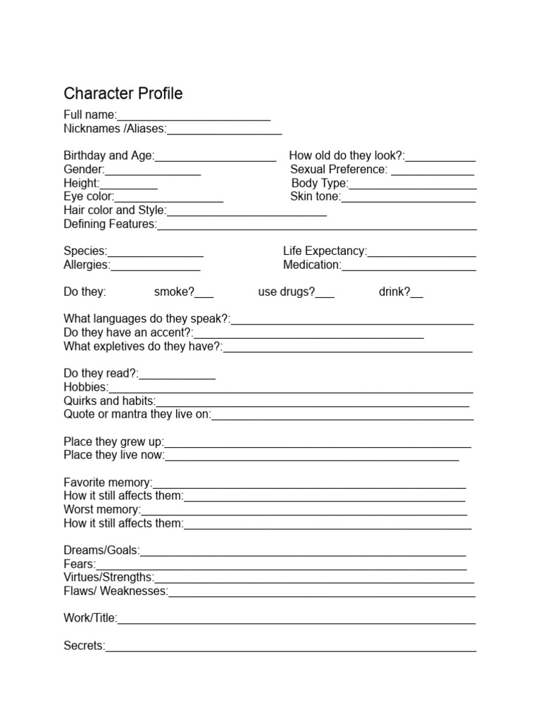 Character Profile | PDF