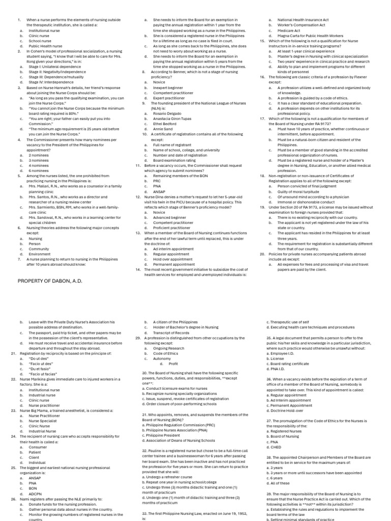 NCM 119 Practice Exam Question | PDF | Nursing | Profession