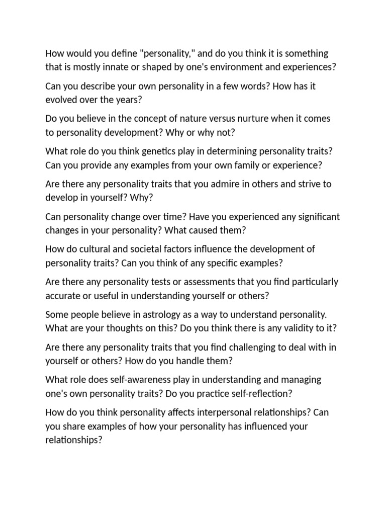 B2-C1 Personality Discussion Questions | PDF | Extraversion And Introversion | Cognitive Science