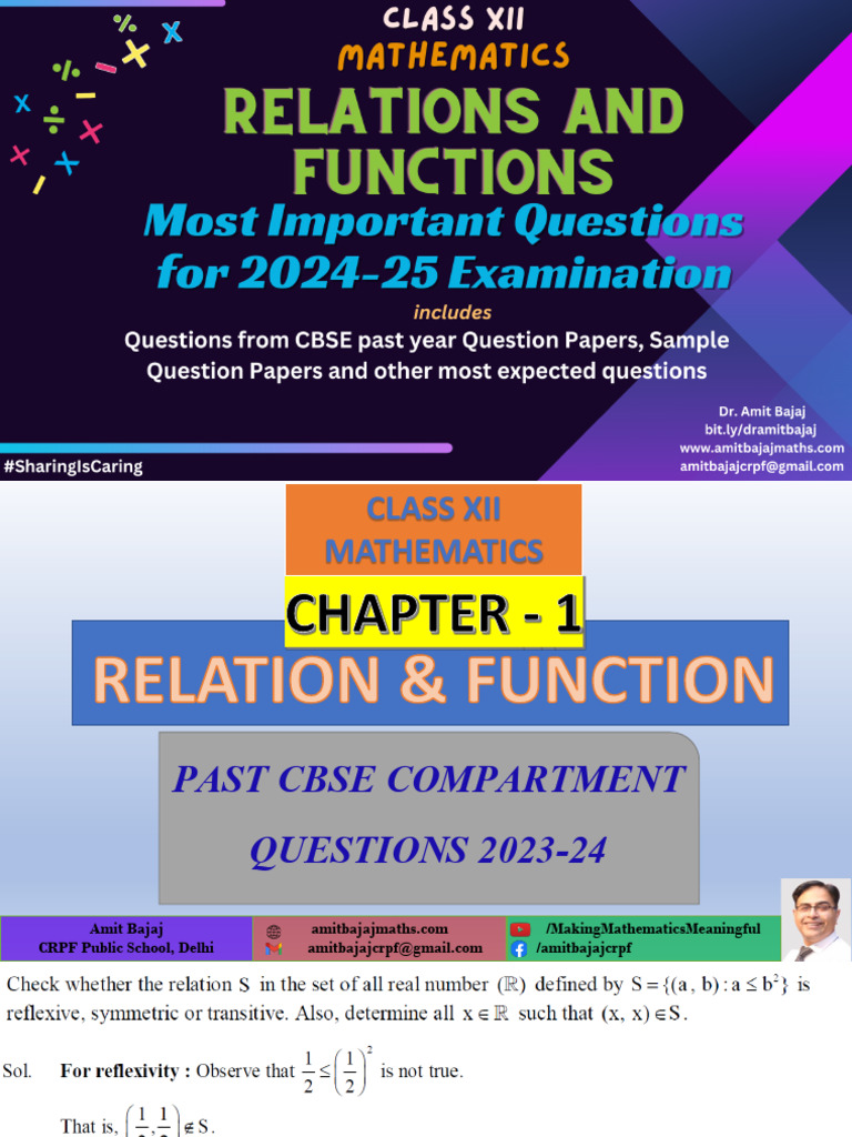 1. Class XII RELATIONS & FUNCTIONS Most Important Questions for 2024-25 ... 1. Class XII RELATIONS & FUNCTIONS Most Important Questions for 2024-25 ...