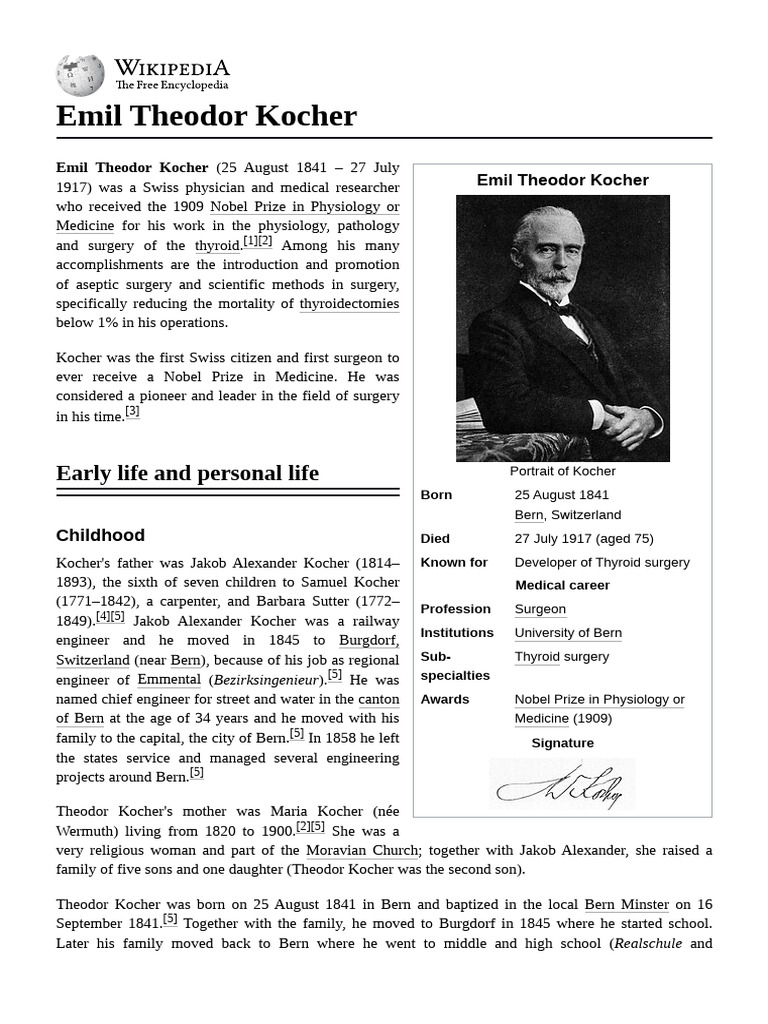 Emil_Theodor_Kocher | PDF | Clinical Medicine