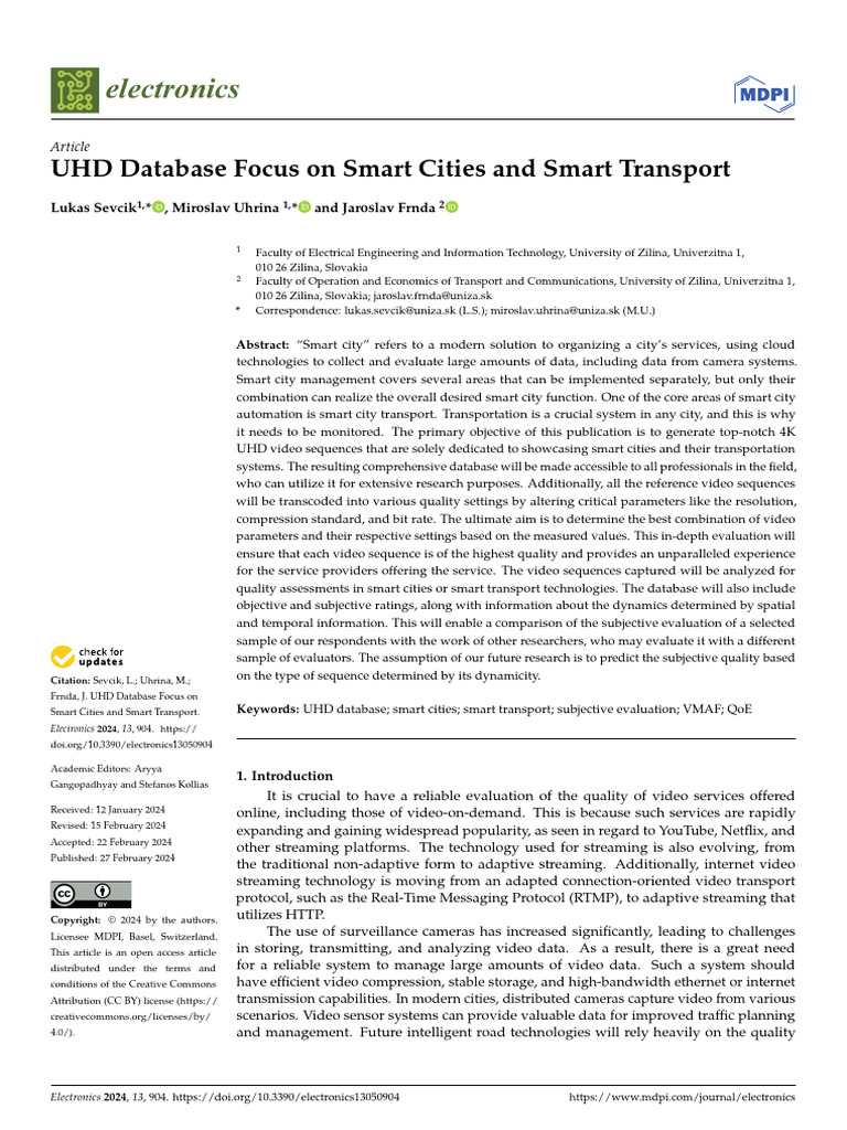 UHD_Database_Focus_on_Smart_Cities_and_Smart_Trans | PDF | Video | Data ...