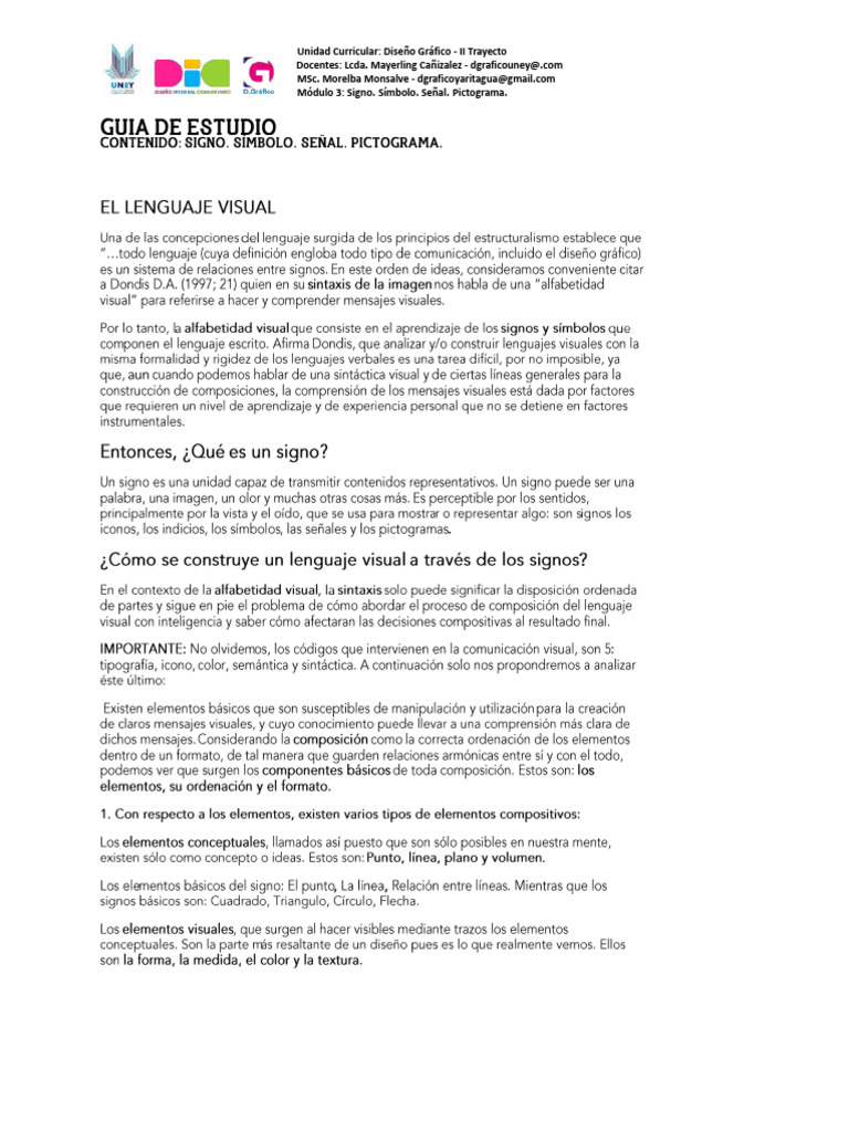 Guia Modulo Signo, Simbolo, Senal. Pictograma | PDF